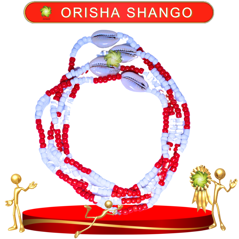 COLLAR ORISHA SHANGO DE CHAQUIRÓN CON CAURY EN ZENSARA